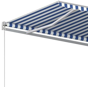 vidaXL Marketos Ručně zatahovací markýza 400 x 350 cm modrobílá
