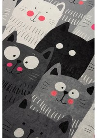 Šedý dětský protiskluzový koberec Conceptum Hypnose Cats, 140 x 190 cm