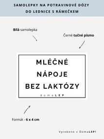 MLÉČNÉ NÁPOJE BEZ LAKTÓZY - Samolepka s rámečkem na dózy do lednice, 6 x 4 cm