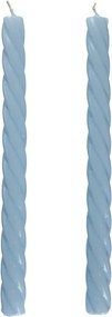 TWISTED Sada lesklých svíček 2 ks 25,5 cm - sv. modrá