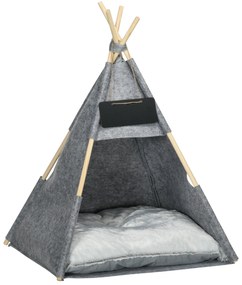 PawHut stan pro kočky a psy s měkkým polštářem z plyše a plsti, lze prát v pračce, šedý 58x58x80 cm | Aosom.de