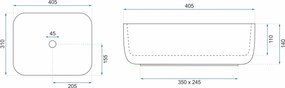 Rea Demi Mini, umyvadlo na desku 400x305x140 mm, imitace kamene Aiax Shiny, REA-U5065