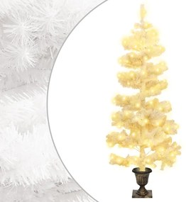 344652 vidaXL Spirálový vánoční stromek s LED a květináčem bílý 120 cm PVC