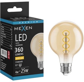 Mexen Vintis LED Žárovka filament spirála E27, G80, 4W, Teplá - 2700K, 360 lm, jantarová - L165-E27-0427-50