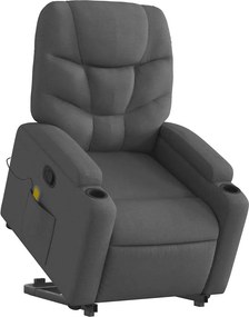Zvedací masážní polohovací křeslo tmavě šedé textil 3204609