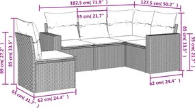 5dílná zahradní sedací souprava s poduškami béžová polyratan 3251306