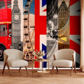 Fototapeta Londýn, Velká Británie - motiv architektury města s britskou vlajkou