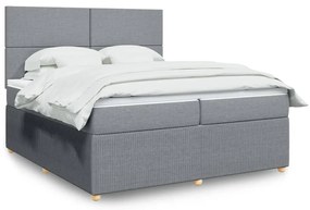 Box spring postel s matrací světle šedá 200 x 200 cm textil