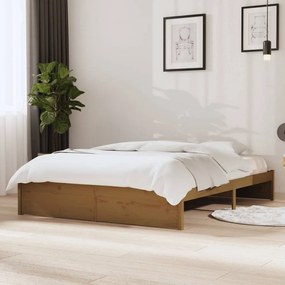 Rám postele medově hnědý masivní dřevo 135 x 190 cm dvojlůžko,  814927