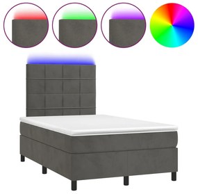Box spring postel s matrací a LED tmavě šedá 120 x 190 cm samet 3270312