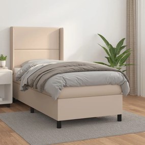 Box spring postel s matrací cappuccino 90x200 cm umělá kůže