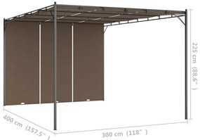 vidaXL Zahradní altán s bočním závěsem 4 x 3 x 2,25 m taupe