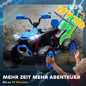AIYAPLAY Dětský elektro quad, 24V elektrické vozidlo se 4 koly, světlomet, USB port, MP3 funkce, 6,5 km/h, 3-8 let 370-412V90BU