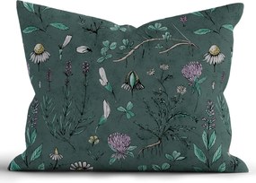 MK Lůžkoviny Bavlněný povlak na polštář Renforcé 70 x 90 cm - Herbář tmavě zelený
