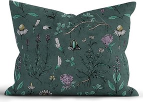 MK Lůžkoviny Bavlněný povlak na polštář Renforcé 70 x 90 cm - Herbář tmavě zelený