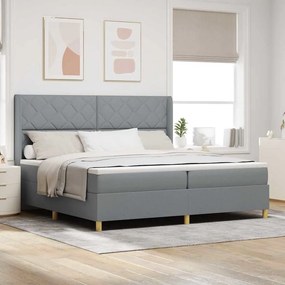 Postel s boxspringem s čelo Světle šedá 200 x 200 cm textil 3341917