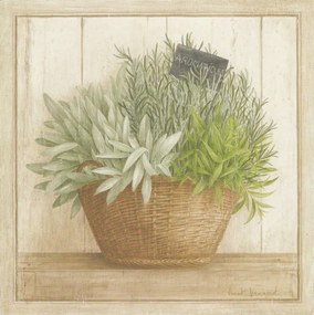ART-STYLE Obrázek 20x20, bylinky aromatické, rám bílý s patinou