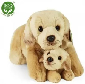 RAPPA Plyšový pes labrador s mládětem ležící 25 cm / ECO-FRIENDLY / od