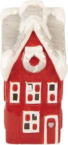 Červený keramický LED domek Lamont - 11*10*24 cm