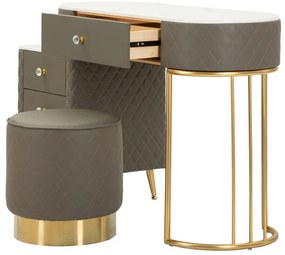 Designový toaletní stolek s taburetkou Pembroke šedý