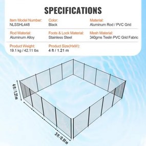 oplocení bazénu 1,22 × 14,63 m odnímatelné bazénové oplocení pro venkovní zapuštěné