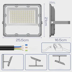 LED Venkovní reflektor LED/100W/230V 4500K IP65 šedá