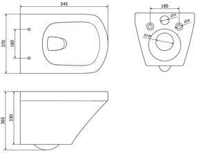 Mexen Vito, závěsné WC Rimless 54,5 x 37 cm s pomalu padajícím sedátkem z duroplastu, bílá, 30174000
