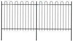 Zahradní plot s obloukem nahoře ocelový 359 x 150 cm černý