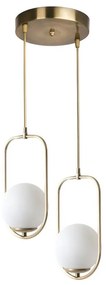 Závěsné svítidlo v bílo-zlaté barvě se skleněným stínidlem ø 25 cm Ahu – Opviq lights