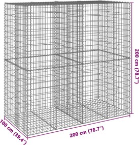 Gabionový koš s víkem 200 x 100 x 200 cm pozinkované železo 3295227
