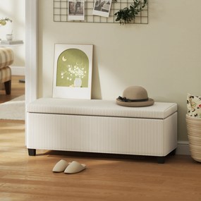 HOMCOM Úložný Ottoman s kordurovou čalouněním, úložný box se ocelovými nohami, úložná lavice do obývacího pokoje, ložnice, chodby 112 x 42 x 40 cm, b…