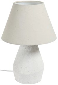 Bílá stolní lampa Kave Home Noara se lněným stínidlem