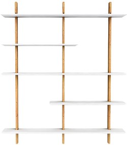 OnaDnes -20% Bílý dřevěný nástěnný regál Tenzo Bridge s bukovými sloupky 190 x 162 cm