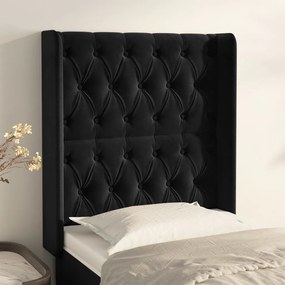 Čelo postele typu ušák černé 83x16x118/128 cm samet 3119948
