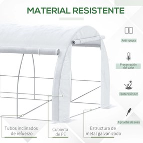 Zahradní skleník Outsunny 6x3x2 m Tunnellový skleník s dveřmi a 12 rolovacími okny pro terasu Bílý