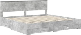 Rám postele s čelo Betonově šedá 200 x 200 cm Kompozitní dřevo 3410857