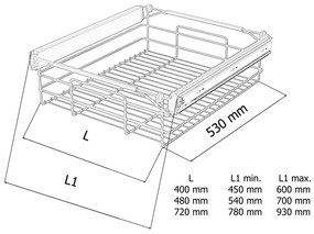 In-Design Koš na prádlo plný výsuv antracitová Šířka koše (mm): 720 mm, Minimální nastavitelná šířka: 780 mm, Maximální nastavitelná šířka: 930 mm