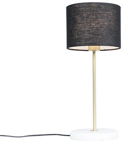Mosazná stolní lampa s černým odstínem 20 cm - Kaso