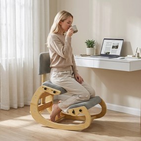 HOMCOM Ergonomická kolenní židle, kolenní stolička se záhlavím, vzhled manšestru, kancelářská židle do domácnosti, kanceláře, meditace, tmavě šedá