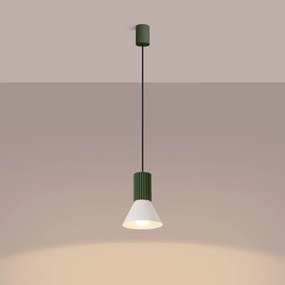 Sollux Lighting Závěsná lampa ESTRIA 1 béžová/olivově zelená