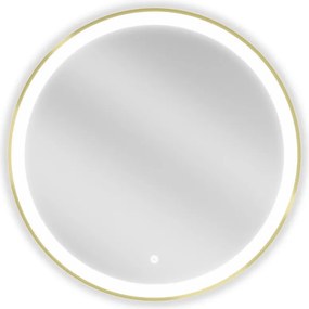 Mexen Esso koupelnové zrcadlo s podsvícením, kulaté 70 cm, LED 6000K, protimlha, zlatý rám - 9825-070-070-611-50