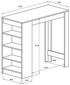 Bílý barový stůl s černou deskou TemaHome Aravis