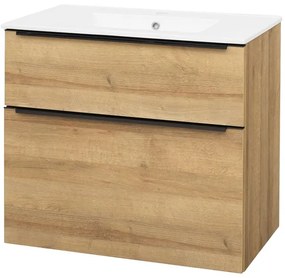 Mereo Mereo, Mailo, koupelnová skříňka s keramickým umyvadlem 81 cm, bílá, dub, antracit, CN521B