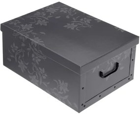 Úložný box s víkem Ornament 51 x 37 x 24 cm, šedá