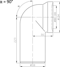 Bruckner Koleno k WC odpadní 90 bílá 159.314.0