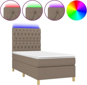 Box spring postel s matrací a LED taupe 90x200 cm textil 3135649