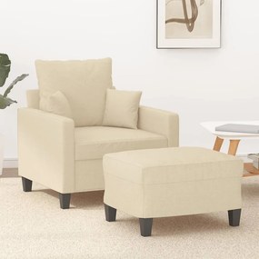 Křeslo s podnožkou krémové 60 cm textil 3201083