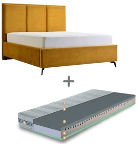 Čalouněná postel s matrací CESTO 160 - žlutá