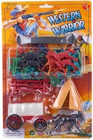 Western herní set s indiány a koňmi / Akční figurky / Kočár a doplňky