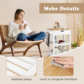 Costway Kuchyňský ostrov Bamboo Kitchen Island s výsuvnou zásuvkou a bočním